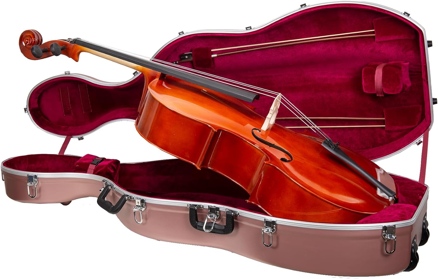 Amazon.com: Crossrock ABS Cello Case for 4/4 & 3/4 Size | Rose Gold ...