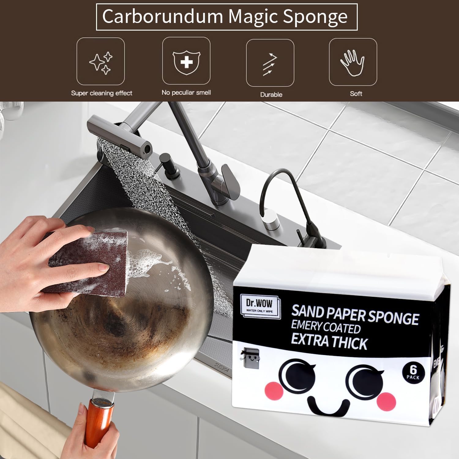 Carborundum Heavy Duty Scouring Sponges - Fiberglass-Free Nano Rust ...