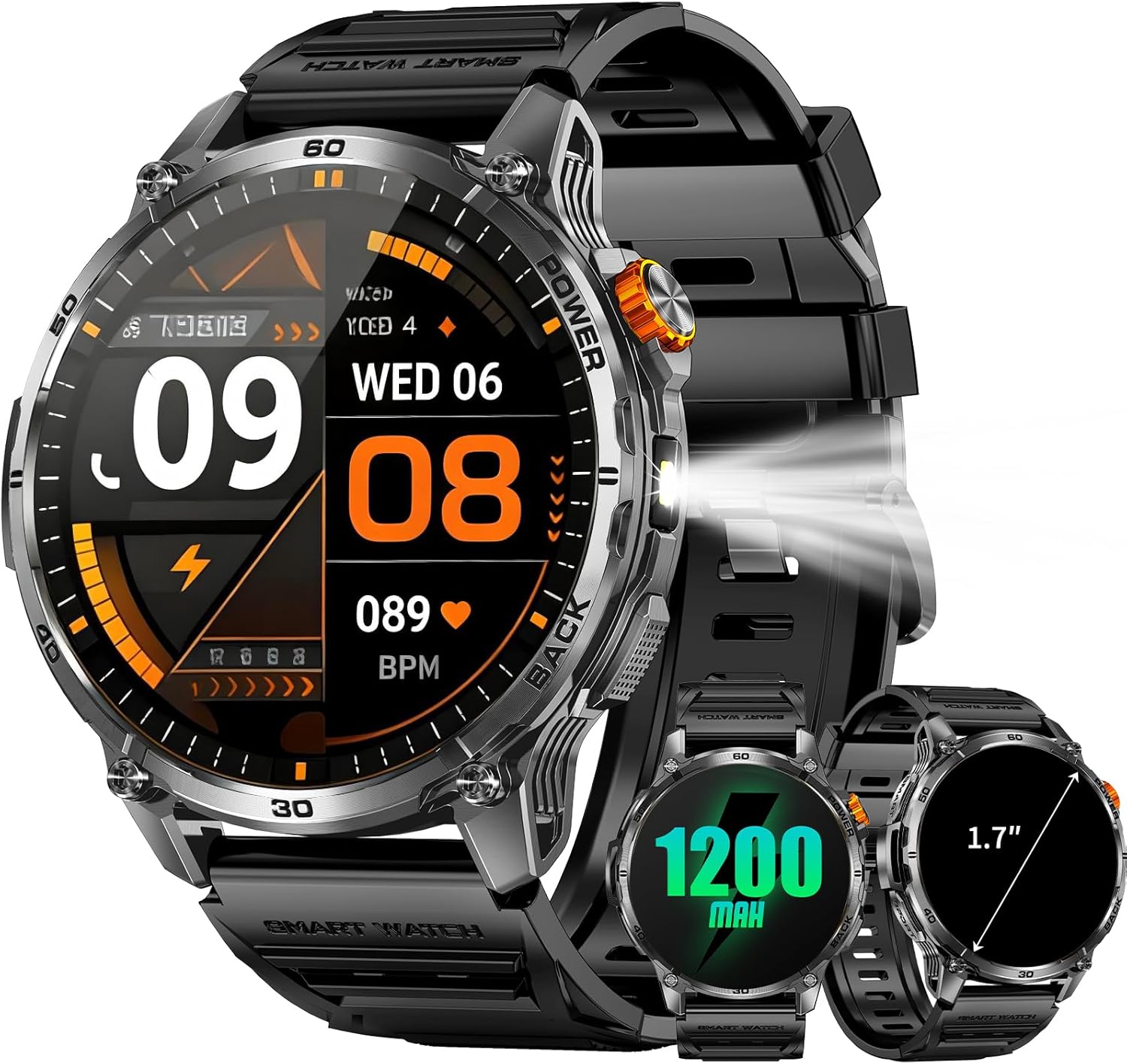 Amazon.com: PODOEIL Military Smart Watch for Men, 1.7" HD Touchscreen ...