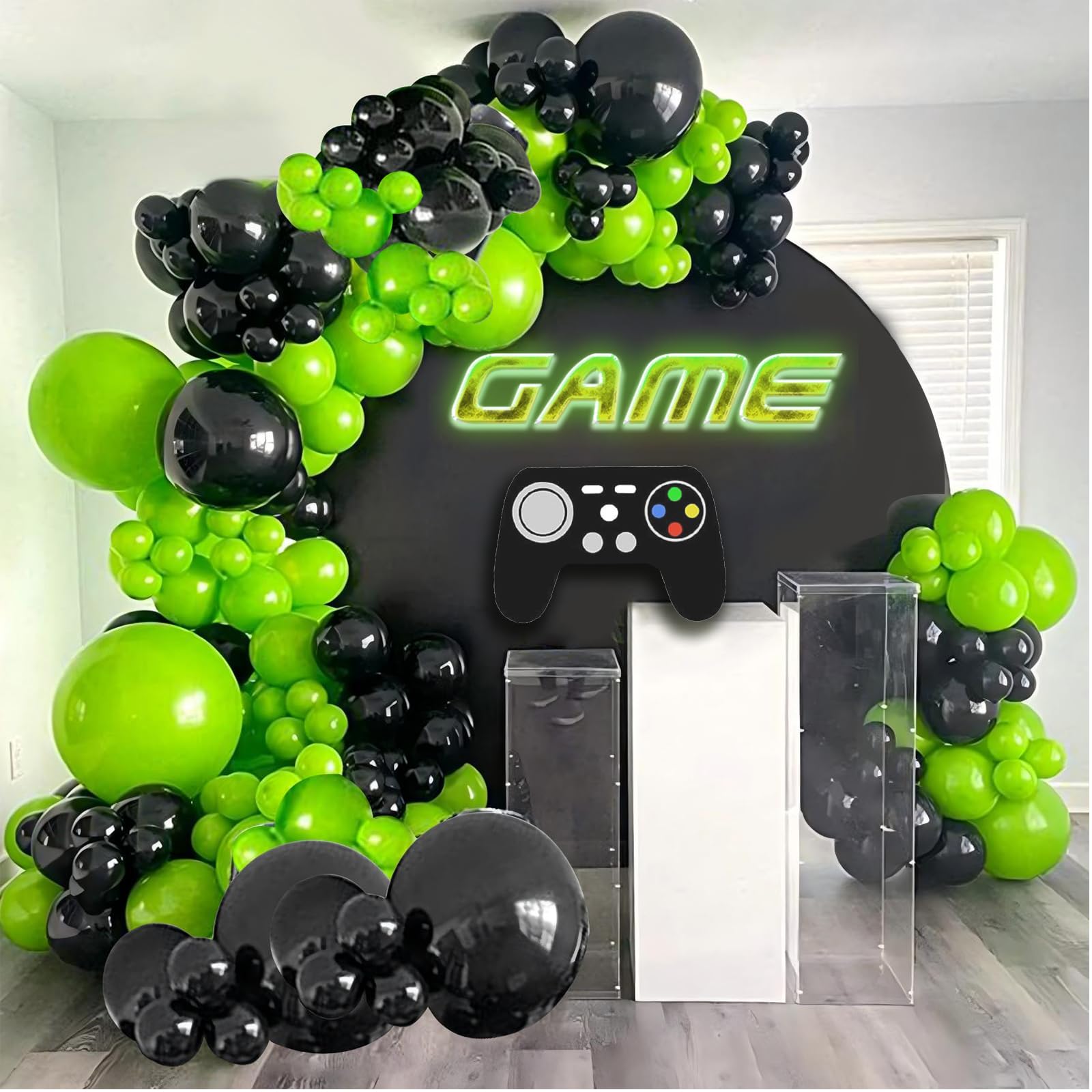 Amazon.com: Felice Arts Video Game Balloon Arch Garland Kit Black Green ...