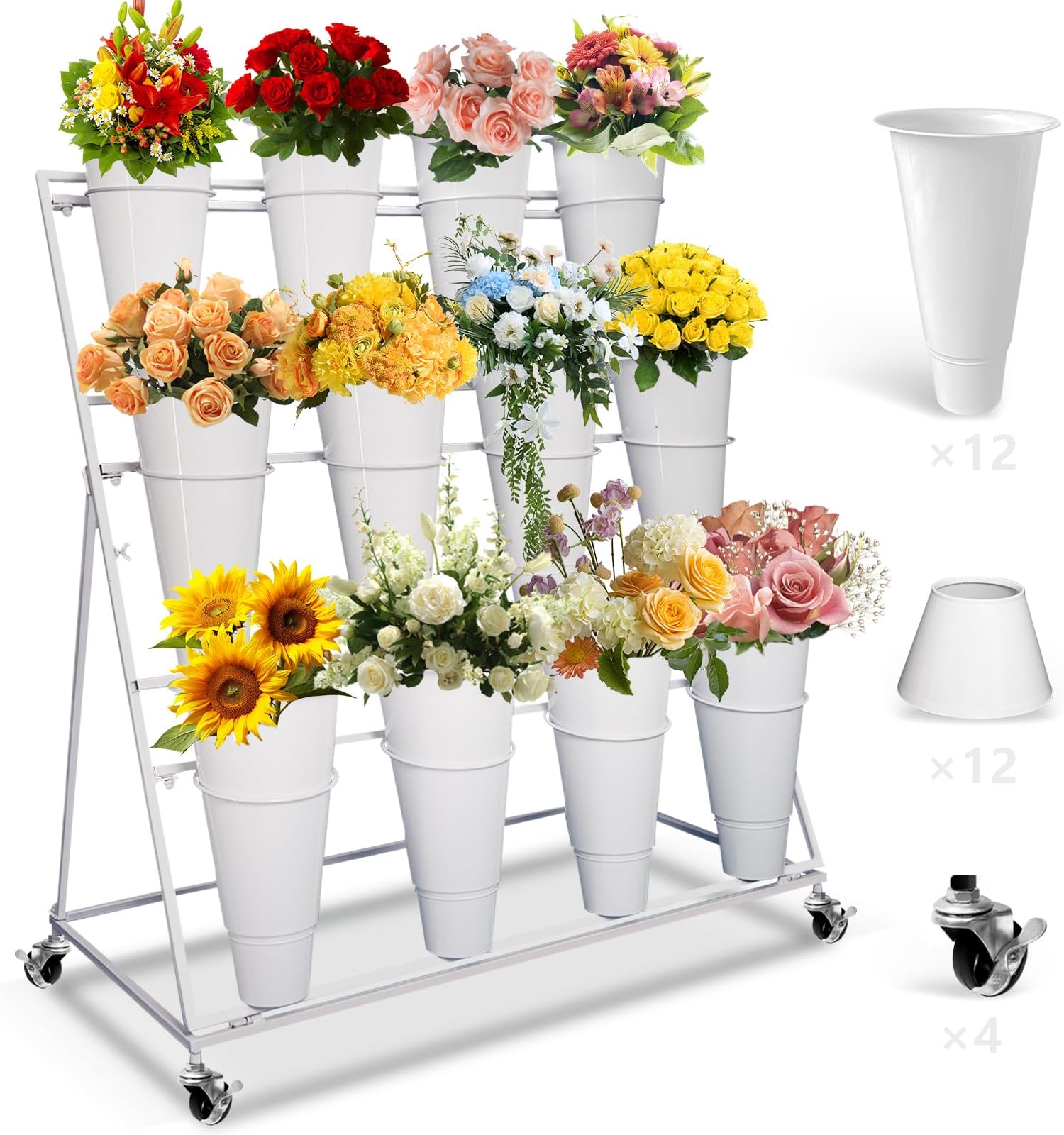Amazon.com: Flower Display Stand Wall Mounted Plant Holder ,18-Buckets ...