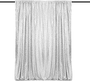 Amazon.com : New Upgrade Silver Sequin Backdrop Curtain, WISPET Thick ...