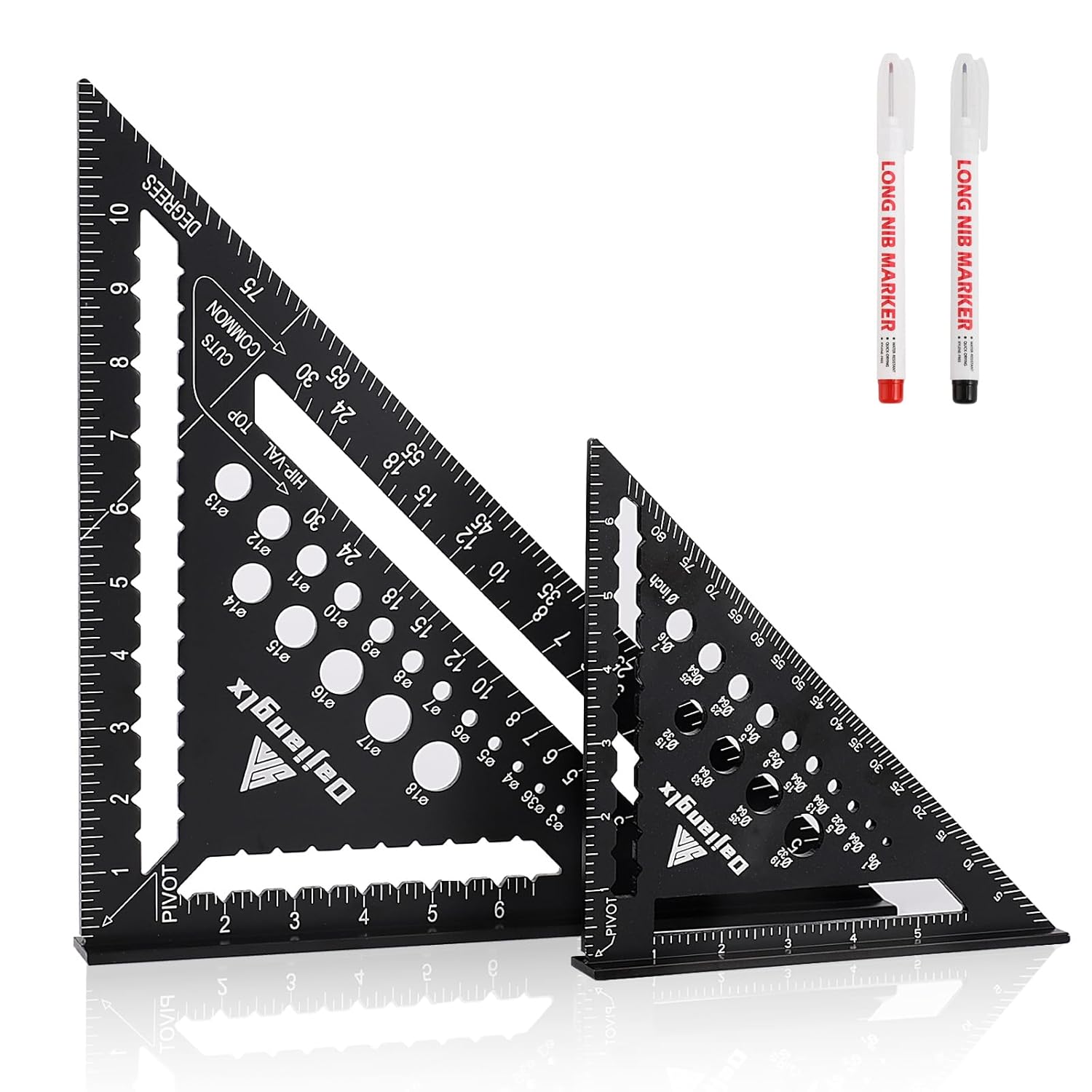 Carpenter Square 7 and 12 Inch Set, Aluminum Rafter Square Framing ...