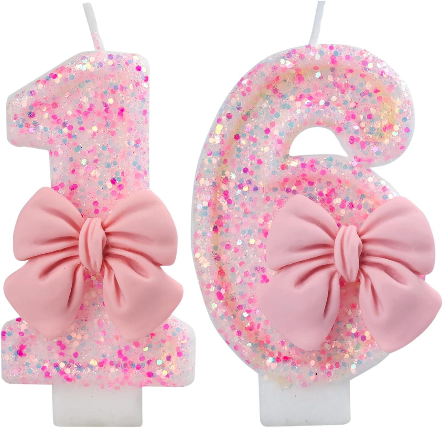 Amazon.com: Bow Candles 16,16 Wishes Candles,Sweet 16 Candles,Pink Bow ...