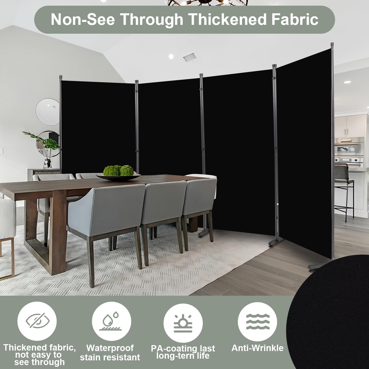 Room Divider 6FT 2 Panel Privacy Screen, 204'' Wide Fabric Indoor Room ...