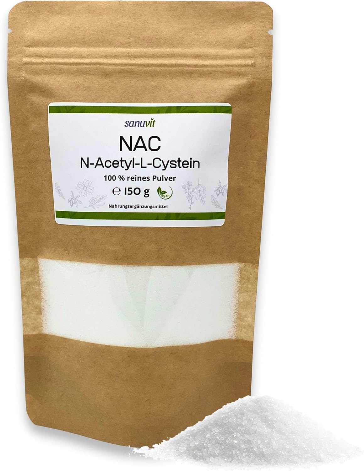 Sanuvit® - NAC Pulver | 150g pro Beutel | 6 Monatsvorrat | N-Acetyl-L-Cystein | Hohe ...