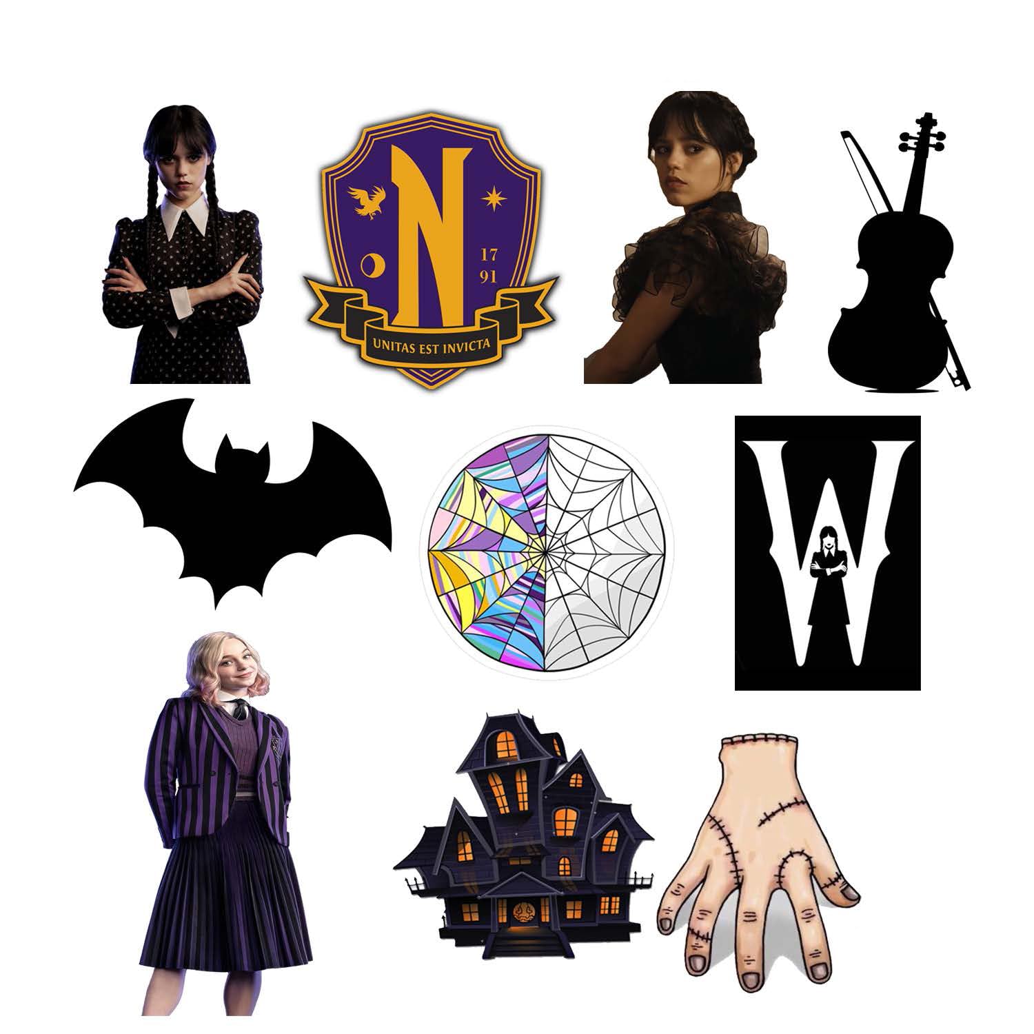 Beeban 10 Pc Wednesday Theme Birthday Decorations Cutouts for Birthday ...