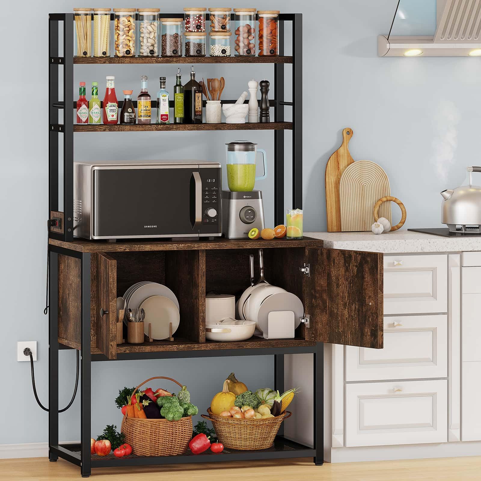 Amazon.com - Itaar Bakers Rack with Power Outlet and LED Light, 31.5 ...