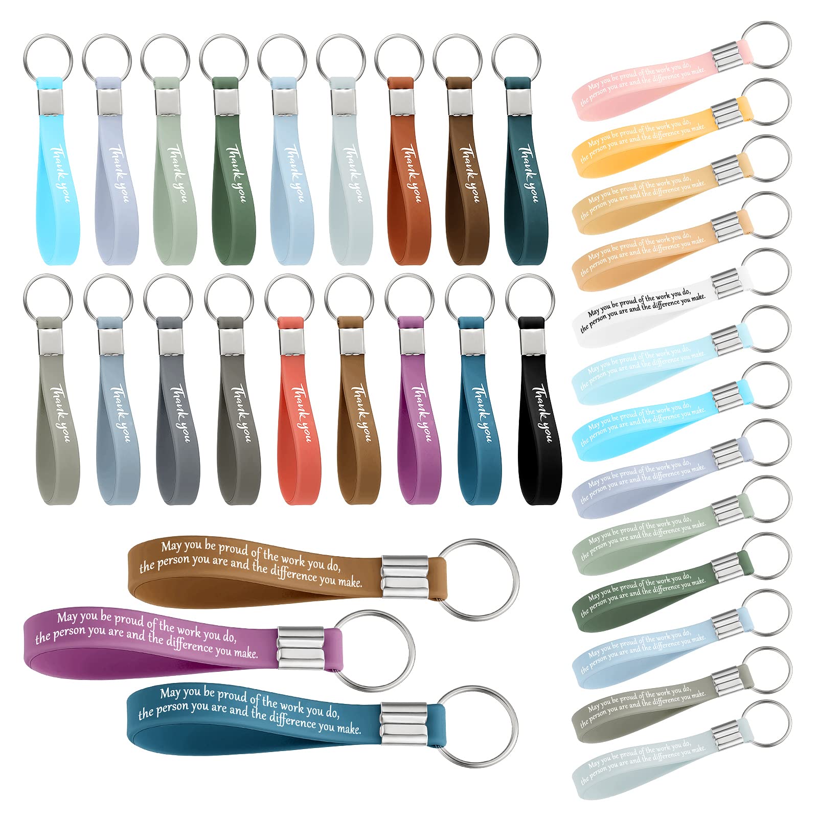 50 Pcs Thank You Gift Keychain Appreciation Keyring Holiday Gift ...