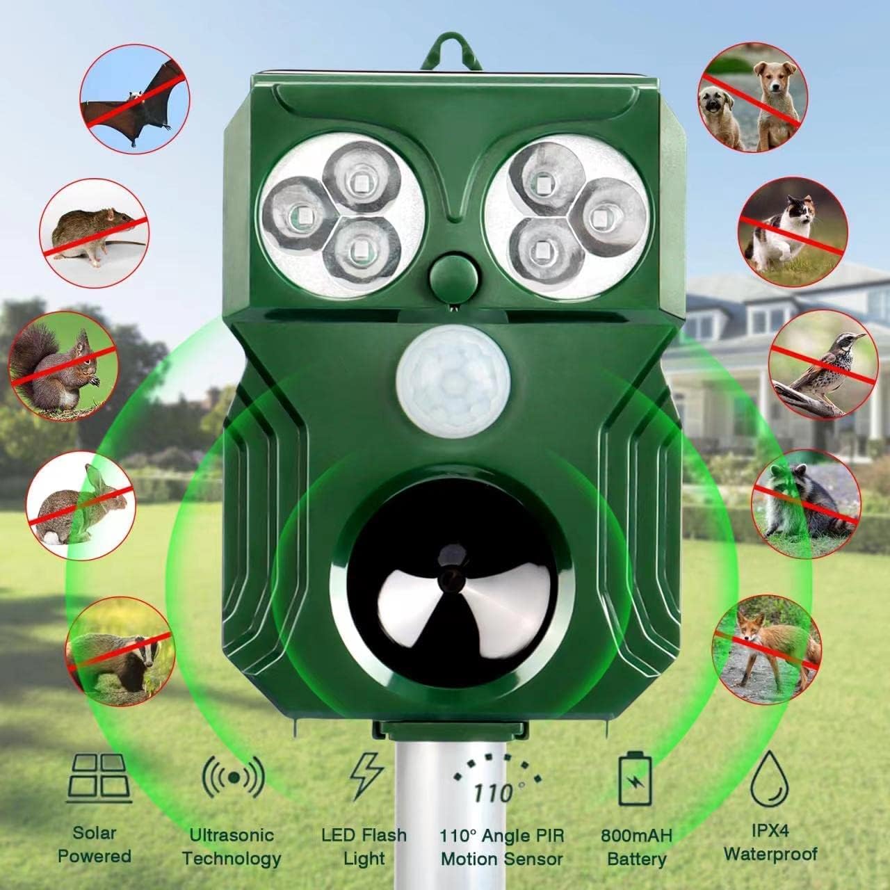 Amazon.com: Solar Animal Repeller, Outdoor Waterproof Deterrent with ...