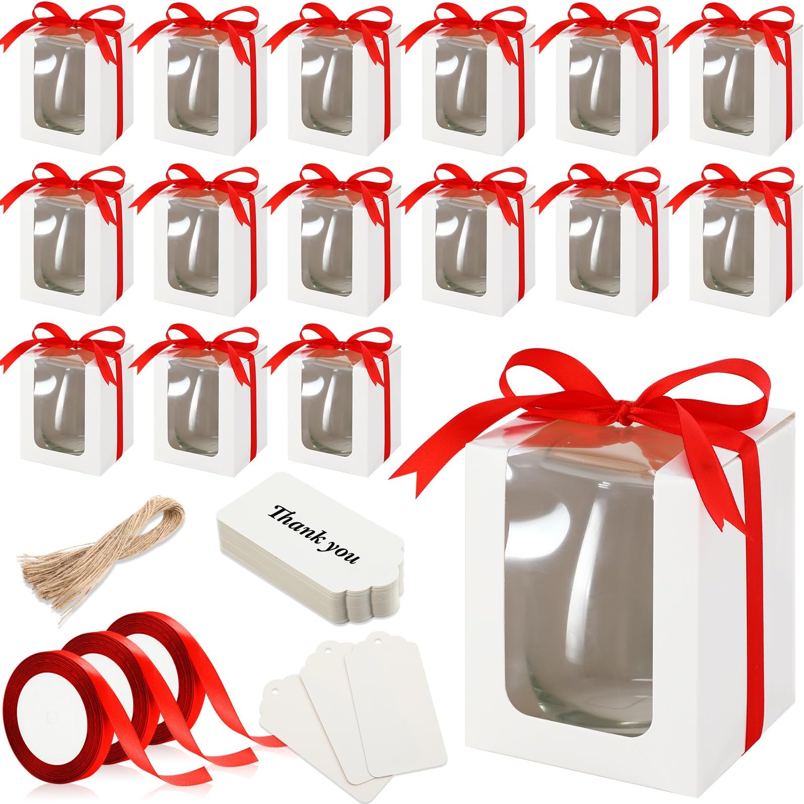 Amazon.com: Fulmoon 50 Pack Gift Boxes for Wine Glass Transparent Gift ...
