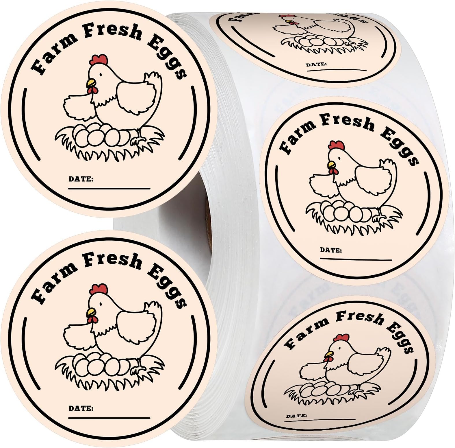 Amazon.com: Fuutreo 1000 Pcs Farm Fresh Eggs Washed Eggs Carton Labels ...