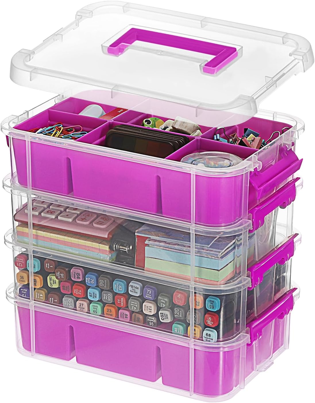 IGNPION Stackable Storage Box, 4 Layer Adjustable Plastic Storage Box ...
