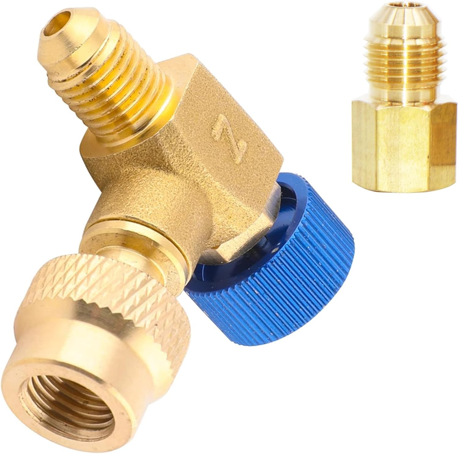 Right Angles HVAC Charging Valves Brass Construction R22 32 R410A ...
