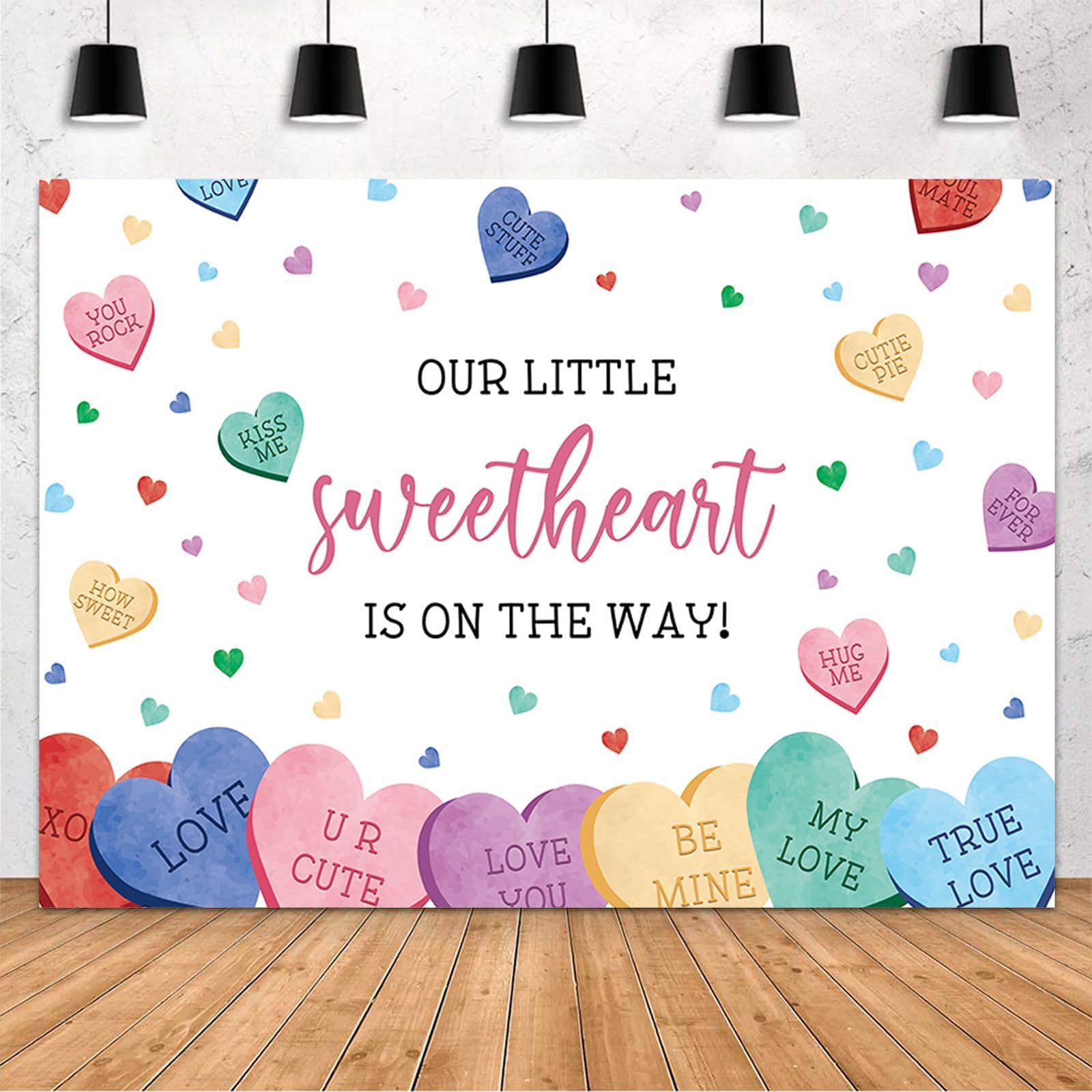 Amazon.com : MEHOFOND 7x5ft Sweetheart Baby Shower Backdrop Valentines ...