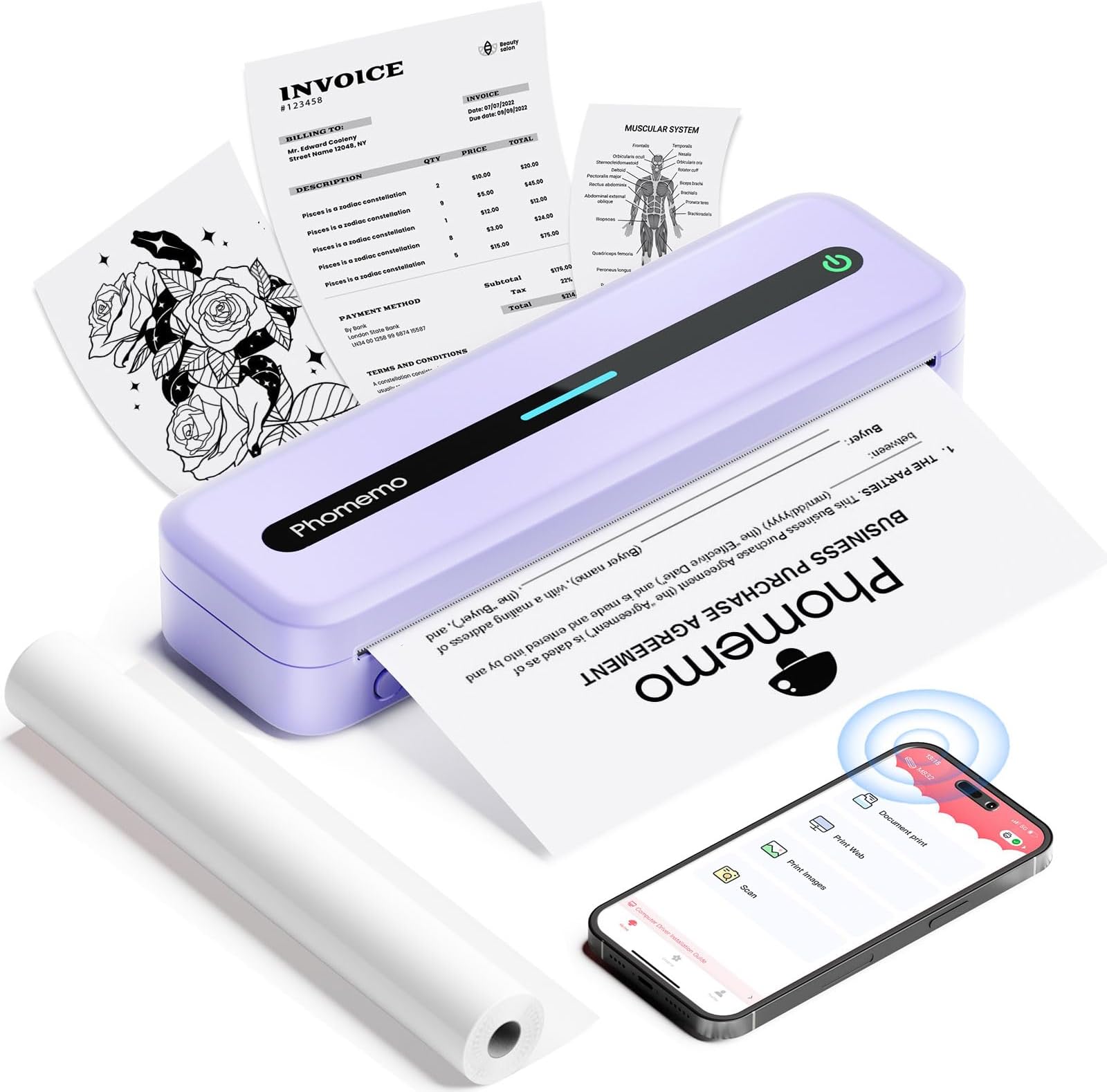 Amazon.com: Phomemo Portable Printers Wireless for Travel, Inkless ...