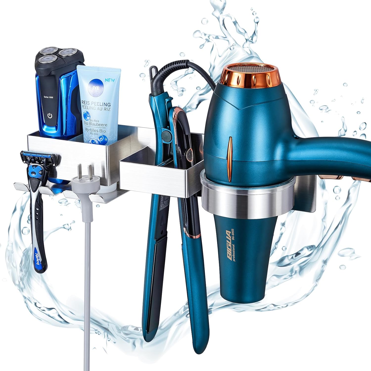 Amazon.com: YAYINLI Hair Dryer Holder Wall Mounted, Hair Tool Organizer ...