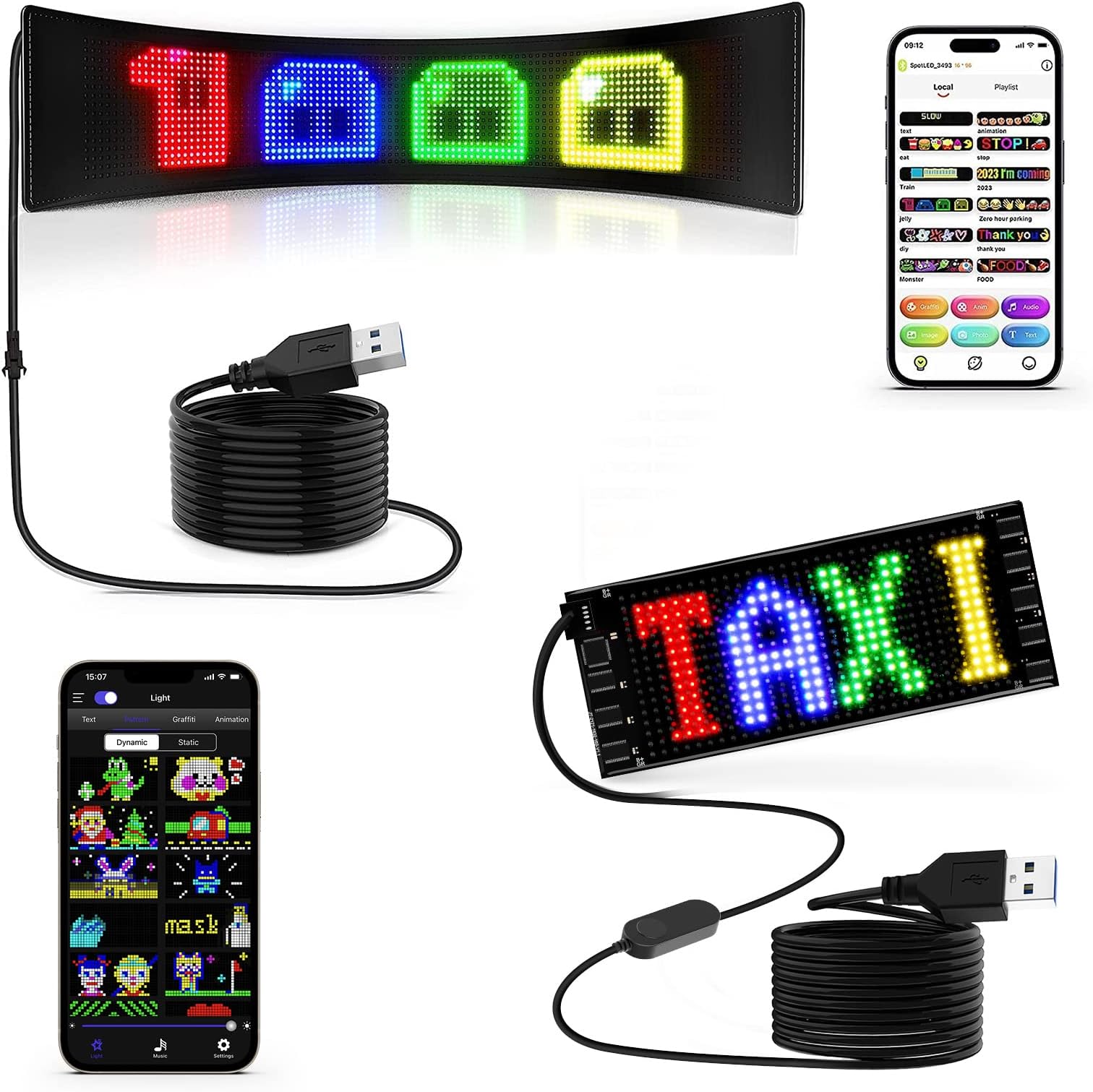 Amazon.com: Rayhome 6.7''x2.76'' & 27''x5'' Flexible Programmable LED ...