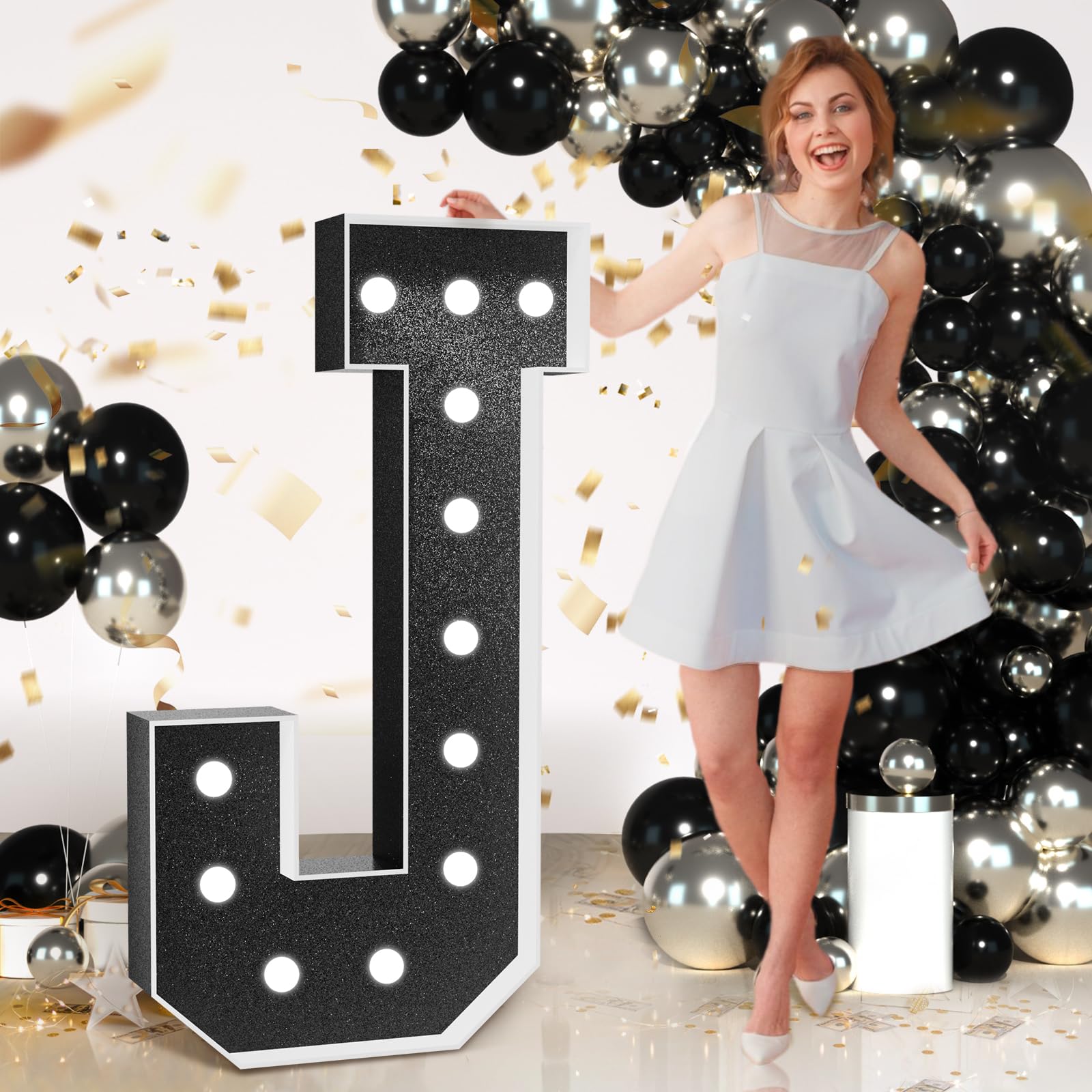 Amazon.com: imprsv Marquee Letters Black Birthday Decorations: Large 4 ...