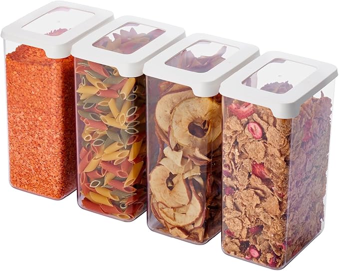 SmartStore Clear Airtight Dry Food Containers with Lids 1.6L Set of 4 ...