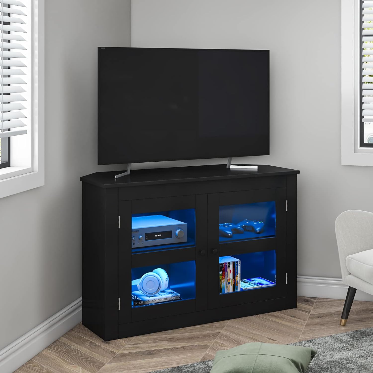 Amazon.com: Hommpa Led Corner TV Stand for TV Up to 50 Inch Modern ...