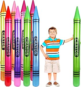 Amazon.com: 8 Pcs Jumbo Inflatable Crayons Large Neon Blow up Pencil ...