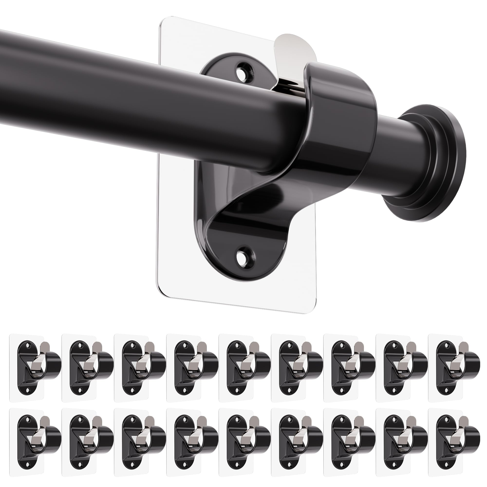Amazon.com: 18-Pack No Hole Curtain Rod Brackets Hangers, Self Adhesive ...
