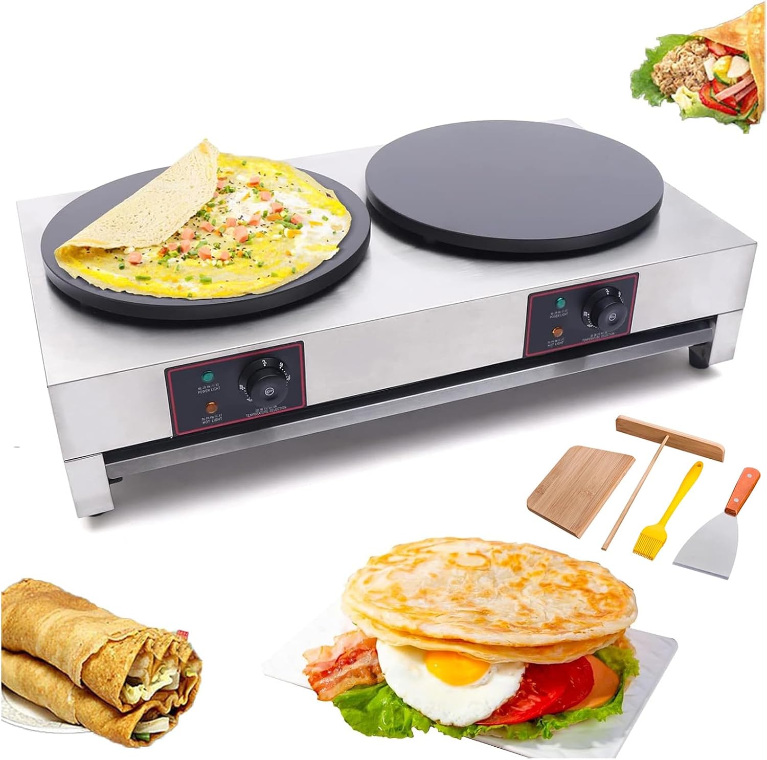 Amazon.com: 15.7'' Commercial Electric Crepe Maker Machine, Pancake ...