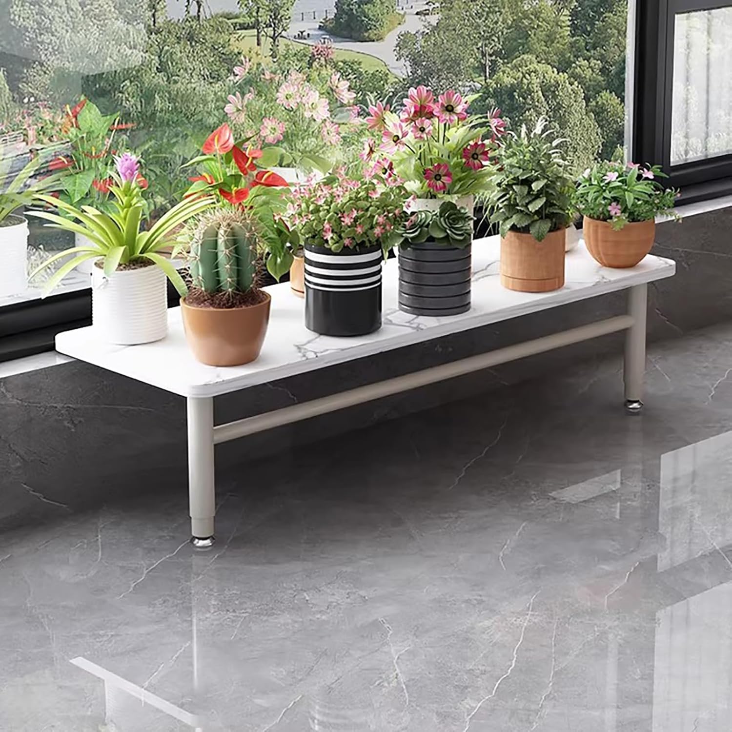 Jievmrs Window Sill Plant Shelf with Adjustable Leg, Kitchen Window ...