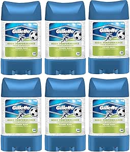 6 x GILLETTE POWER RUSH ANTIPERSPIRANT DEODORANT CLEAR GEL STICK 70ML ...