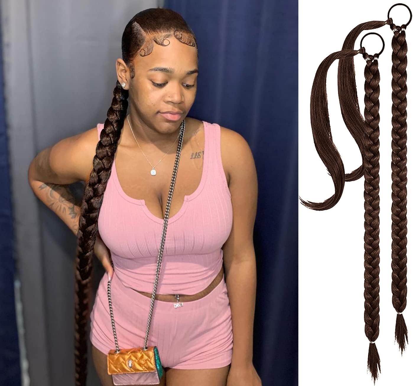 Amazon.com : Top Remy Long Braided Ponytail Extension with Hair Tie ...
