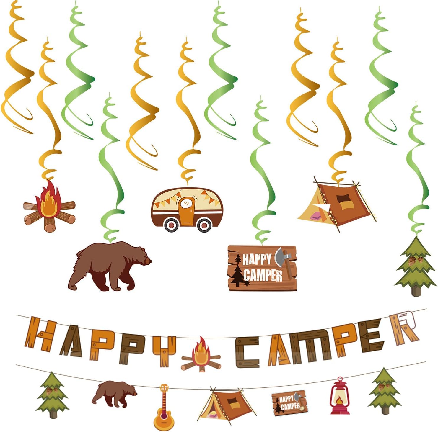 Amazon.com: JIVELER Happy Camper Birthday Party Decorations, 12pcs ...