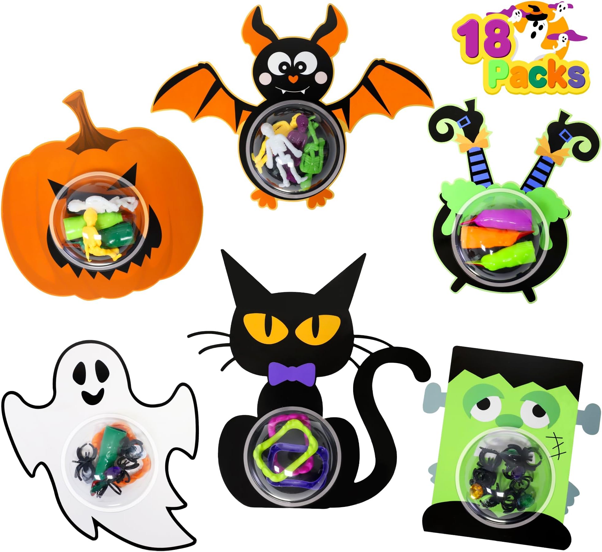 Amazon.com: Sinload 48 Pcs Halloween Candy Holder Cards with Plastic ...
