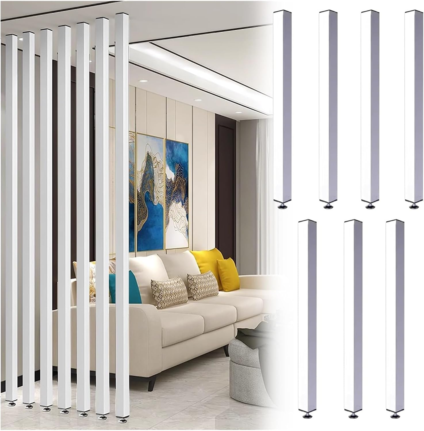 Amazon.com - 5 6 7 8 10 Pack Columns Partition Square White Aluminum ...