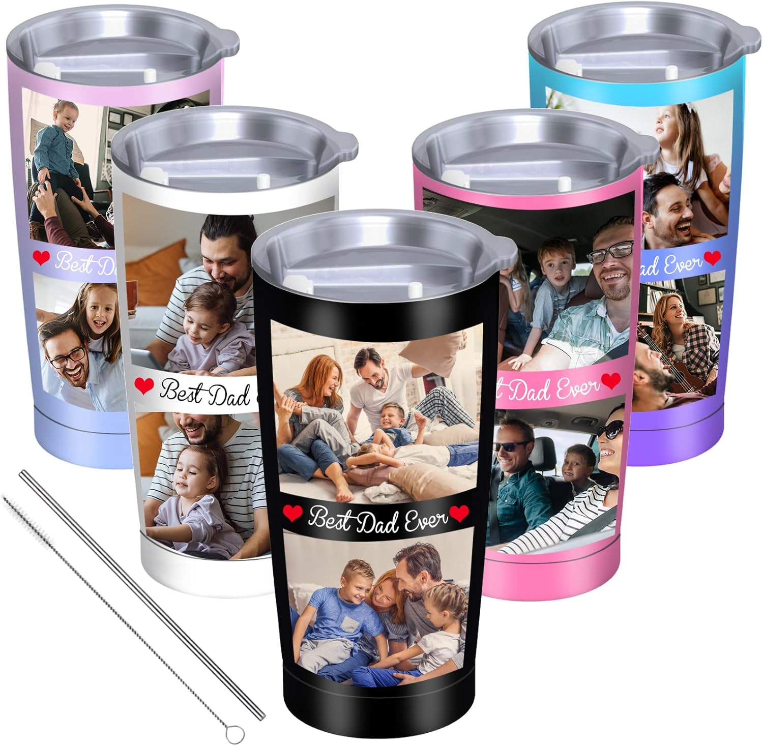 Amazon.com | Personalized Tumblers with Pictures Lids and Straws 20 oz ...