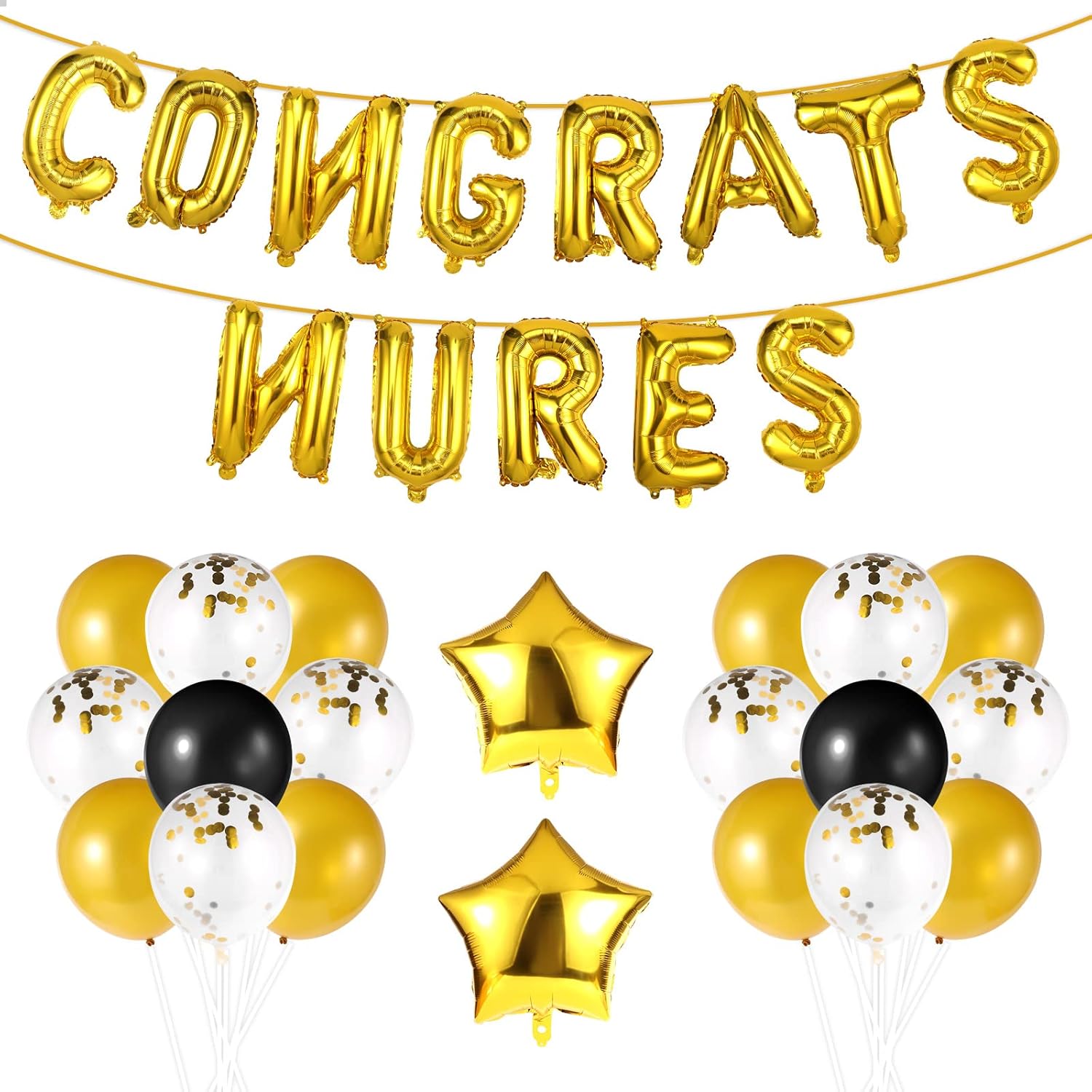 35pcs Congrats Nurse Decorations, Gold Nurse Graduation Decorations Set ...