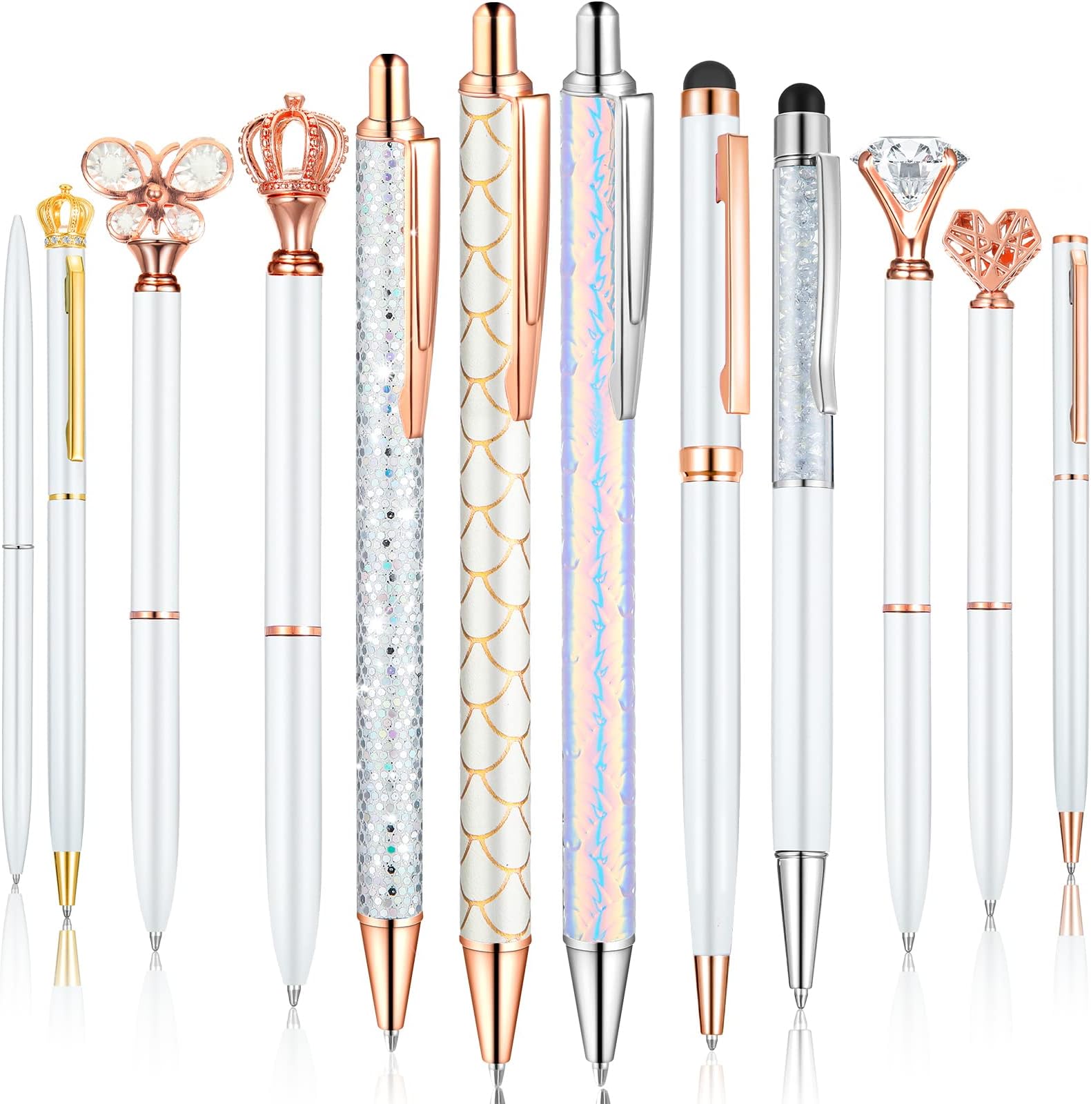 Amazon.com : amassan 12Pcs Slim Ballpoint Cute Pens Set Metal Fancy ...