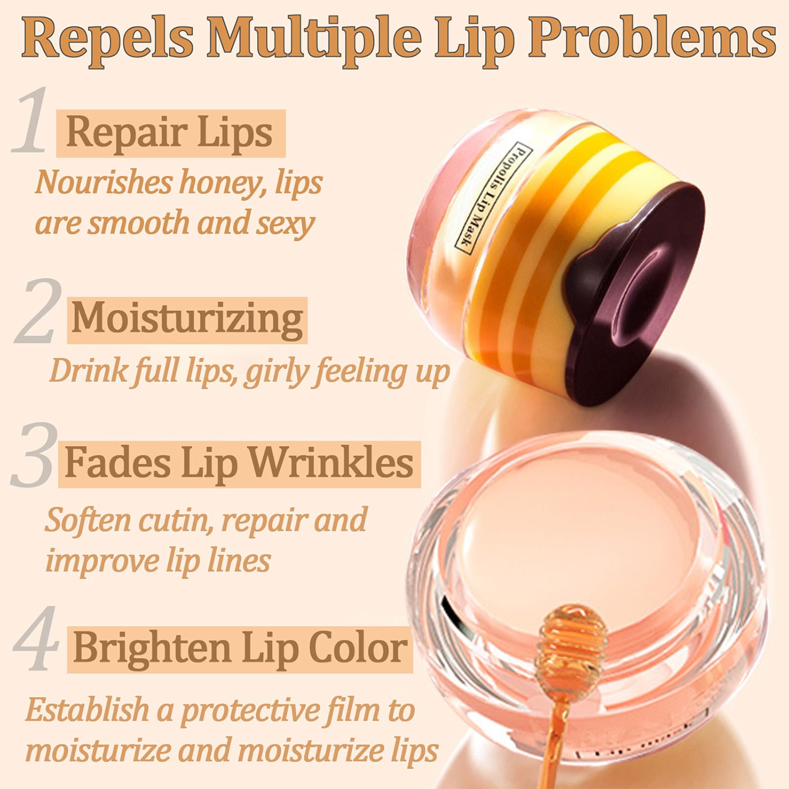 Snapklik.com : 3 PCS Bee Lip Balm Lip Mask Honey Pot, Honey ...
