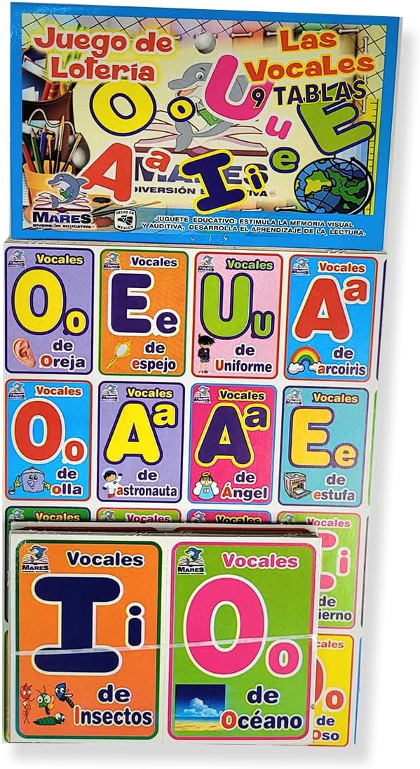 Genérico Juego de lotería Vocales didáctica, Preescolar, Material ...