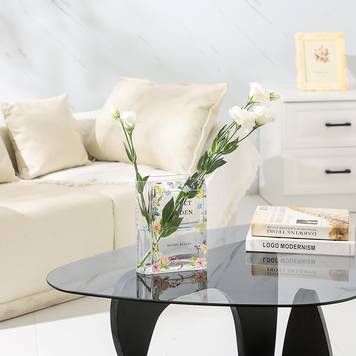 Snapklik.com : PORPAN Glass Book Vase, Clear Book Vase For Flowers ...
