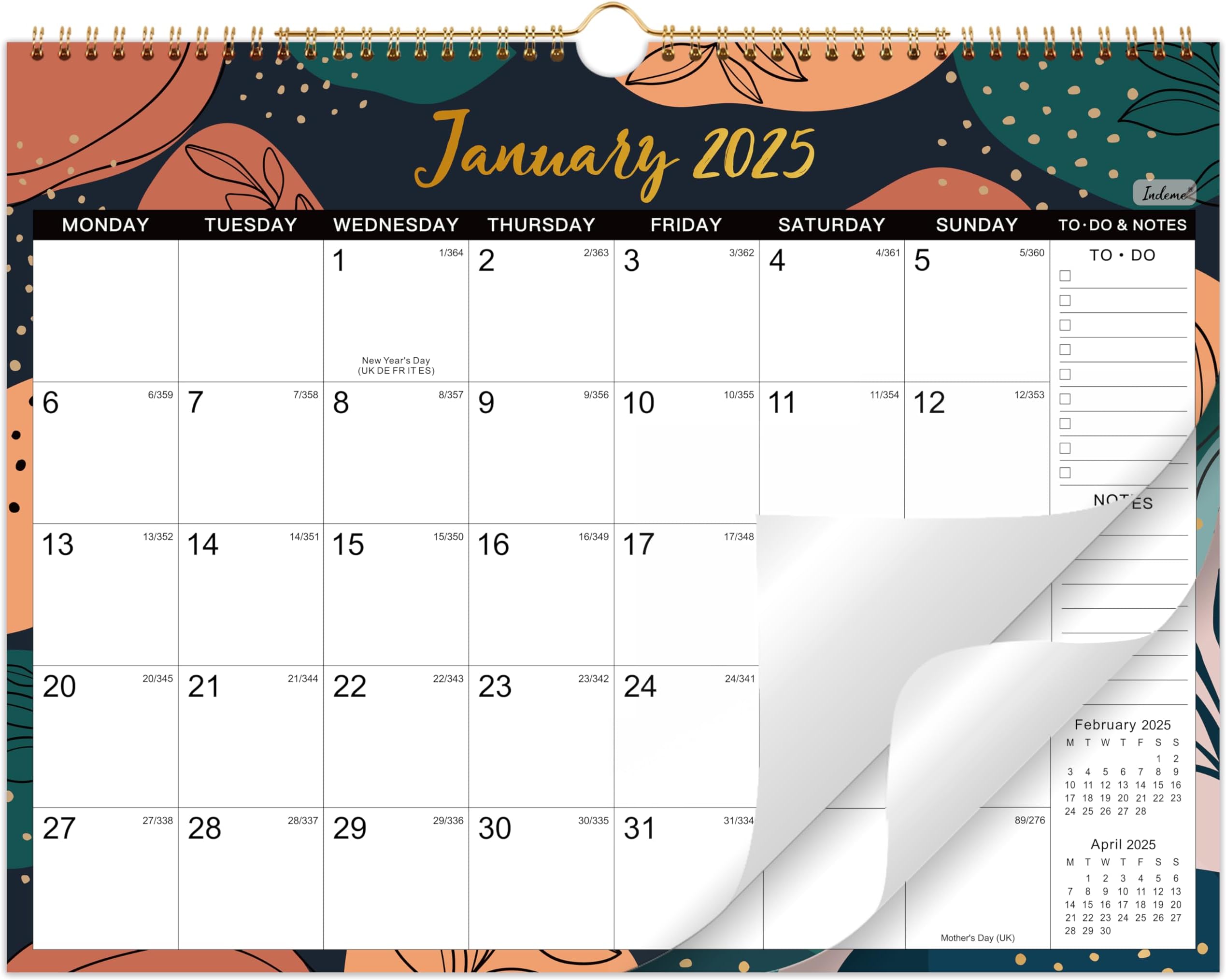 2025 Calendar - Wall Calendar 2025, from January 2025 to December 2025 ...