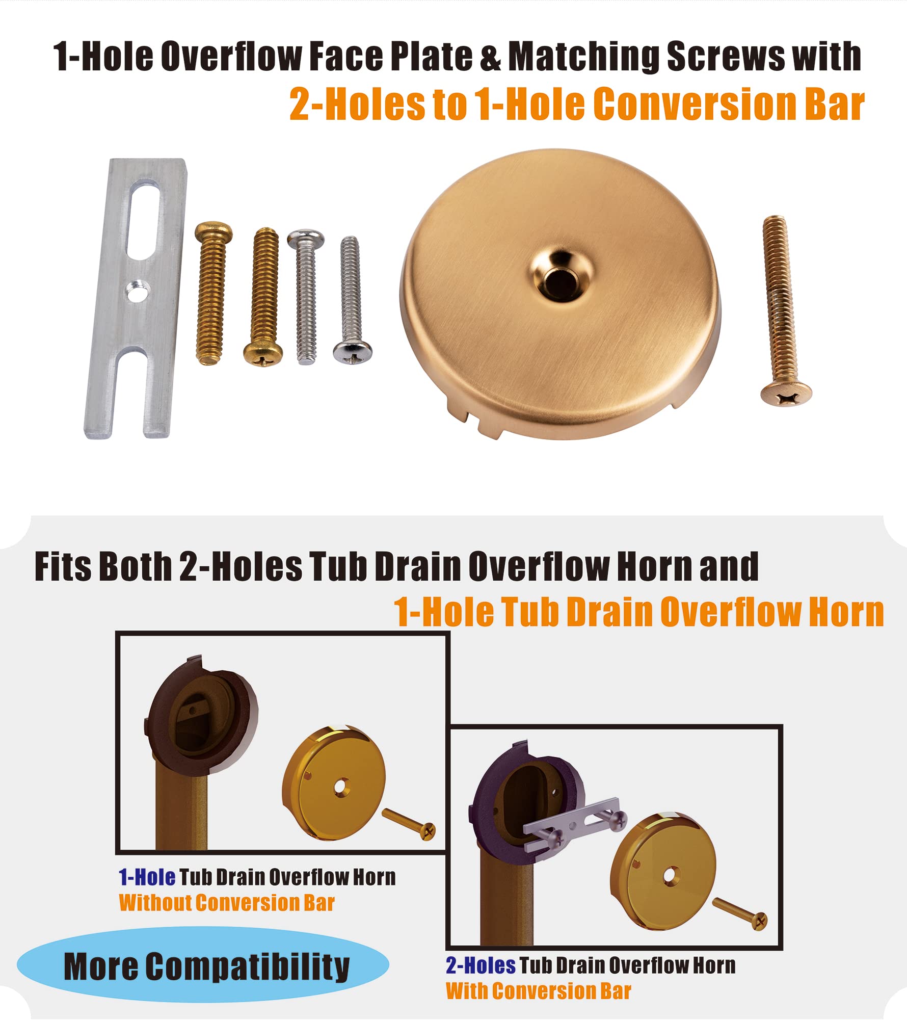 Snapklik.com : Champagne Bronze Universal Tub Drain Tip Toe Tub ...