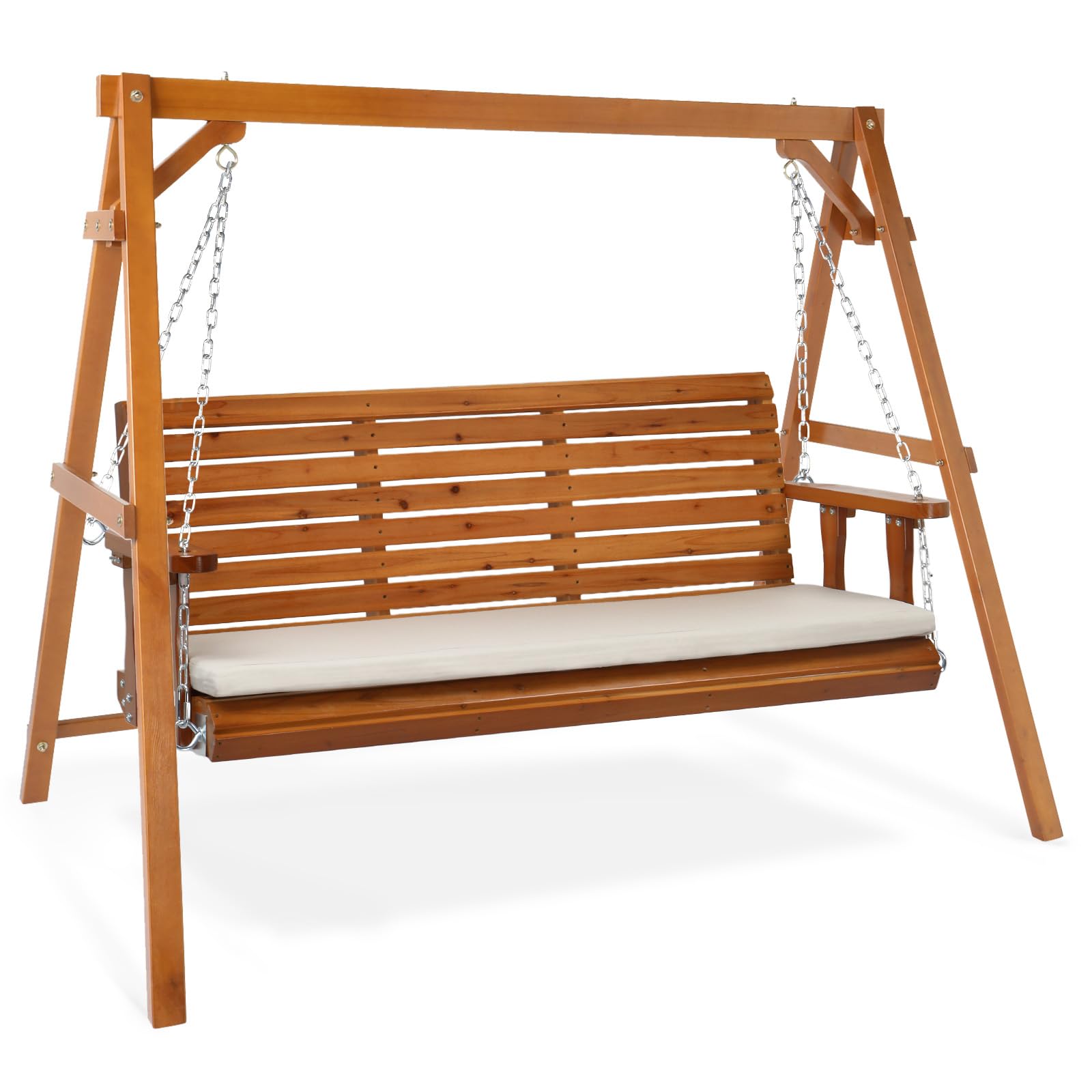 Amazon.com: VINGLI 5 FT Outdoor Porch Swing with Frame, Patio Hanging ...