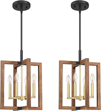 Dolaimy House 2 Pack 4 Light Farmhouse Adjustable Hand Painted Wood ...