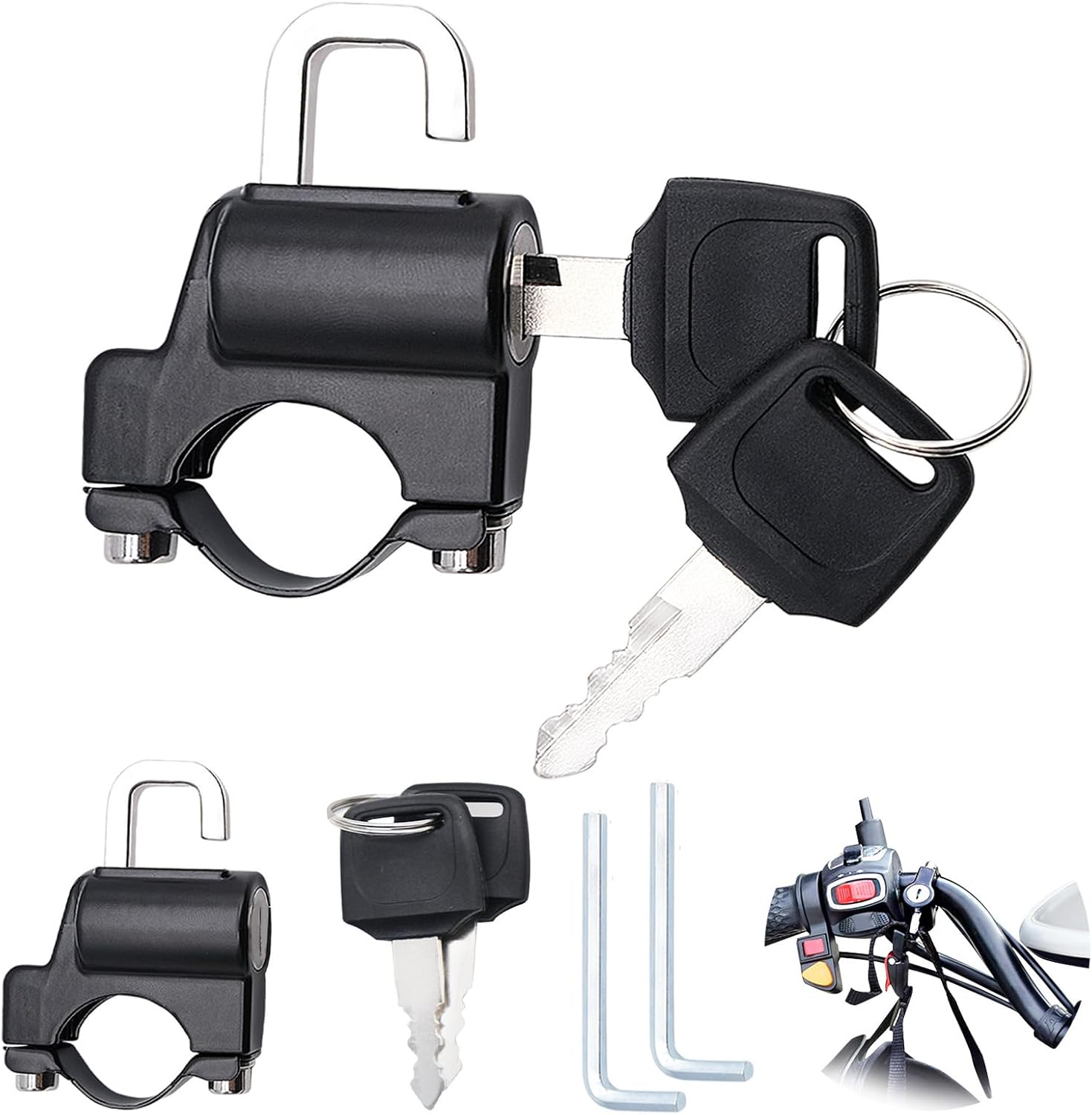 Amazon.com: 2 Pack Motorcycle Helmet Lock, Universal Bike Helmet Anti ...