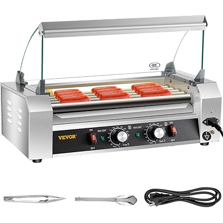 Amazon.com: VEVOR Hot Dog Roller, 12 Hot Dog Capacity 5 Rollers, 750W ...