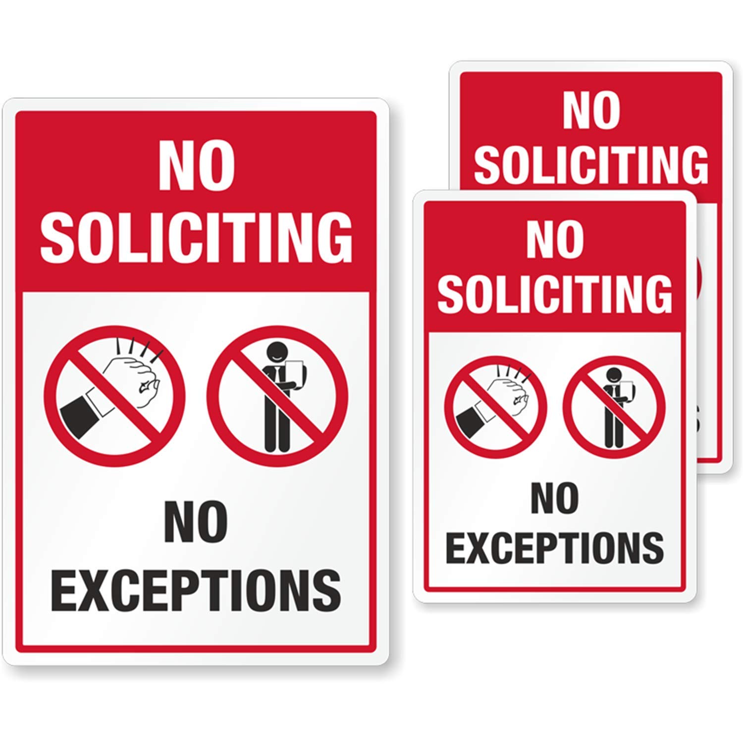 Amazon.com: SmartSign No Soliciting No Exceptions Stickers Set of 3 (1 ...