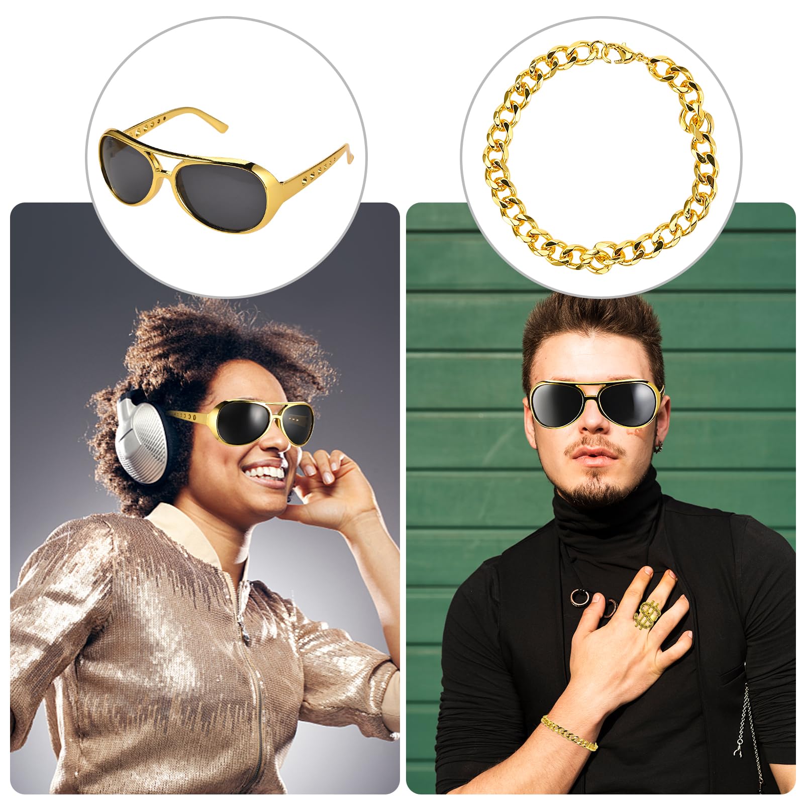 Snapklik.com : GOLDGE 80s & 90s Hip Hop Costume Kit For Men Women- Old ...