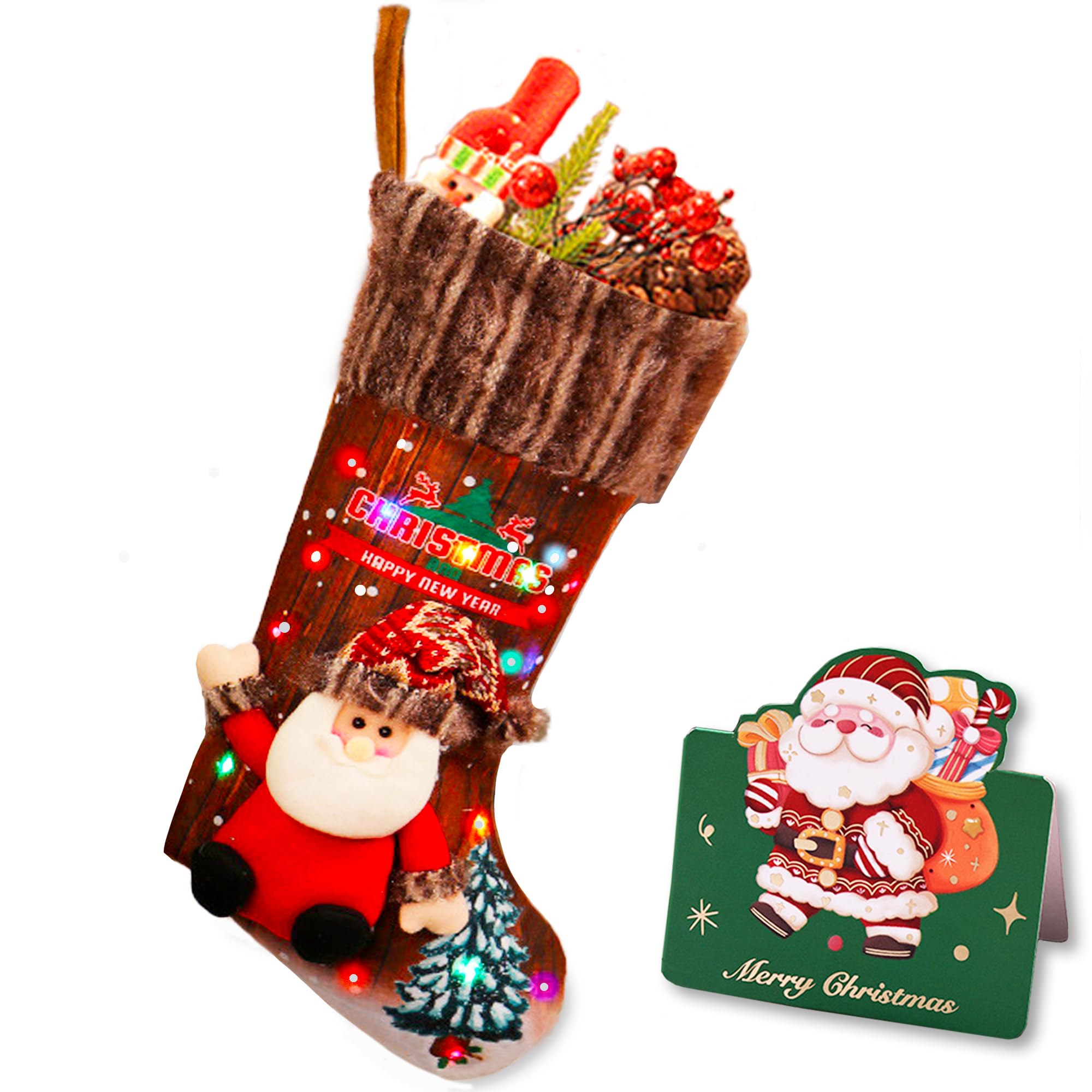 Amazon.com: Christmas Stockings with LED Lighting,18.5" Large Christmas ...