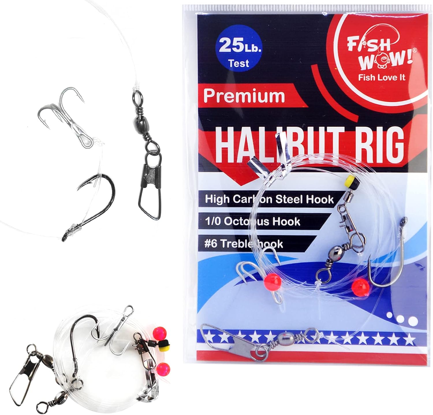 Amazon.com : 20 Packs Styles Halibut Trap Drifting Rig 25lb Test with 1 ...